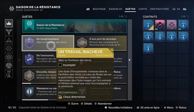 Quête un travail inachevé Destiny 2 saison 20, comment l'accomplir ...