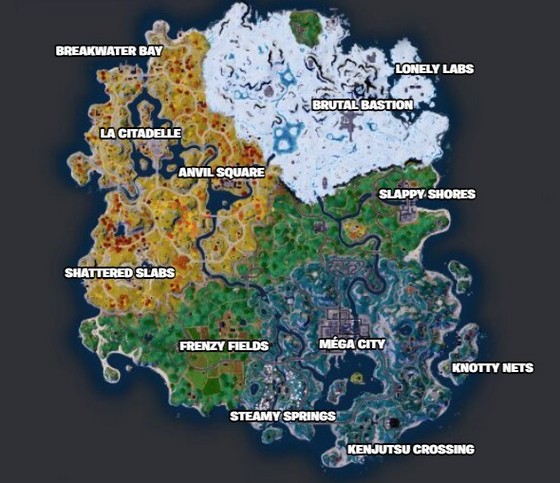 Map Fortnite Méga Saison 2 Chapitre 4 : Méga City, Nouveau Biome ...