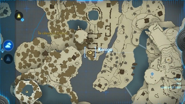 Emplacement Noix Korogus de l'Île céleste du Prélude Zelda Tears Of The ...
