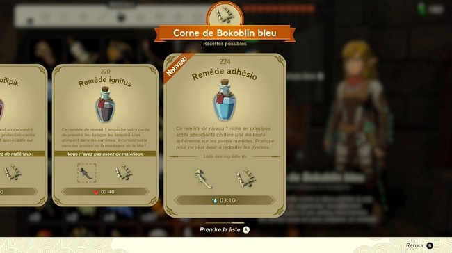 Recette remède Adhésio Zelda Tears of the Kingdom, Comment le préparer ...