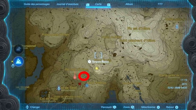 Emplacement Grotte du pic sud d’Hébra Zelda Tears of the Kingdom, où la ...